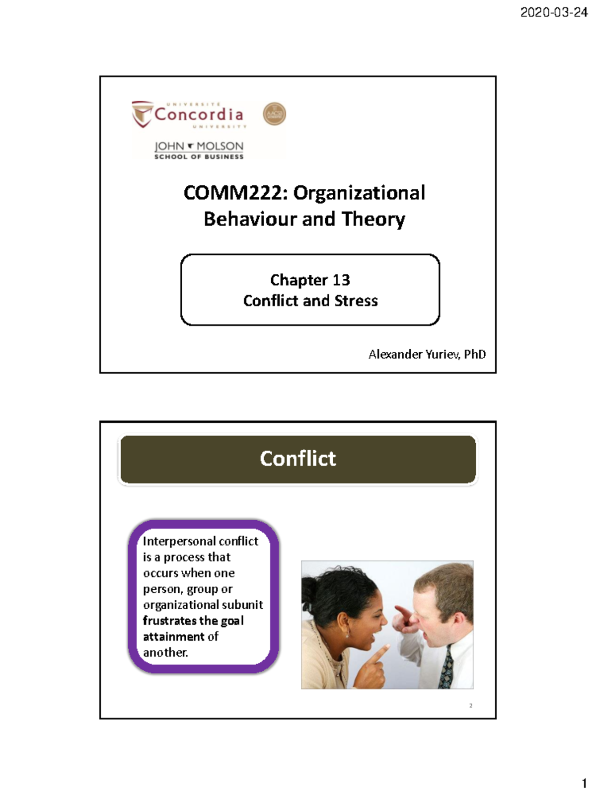 Chapter 13: Conflict and Stress - COMM222: Organizational Behaviour and ...