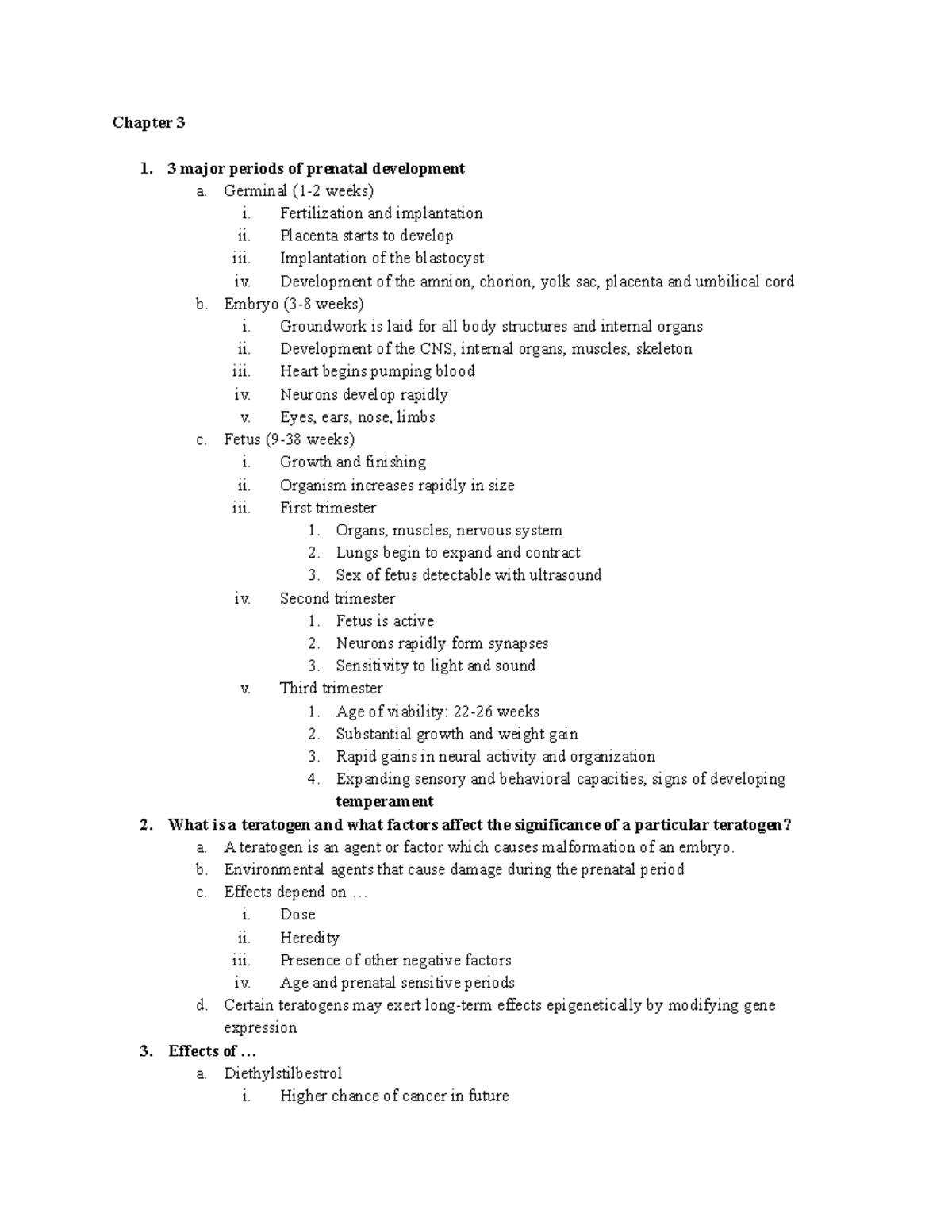 Child Development Exam 1 Review-2 - Chapter 3 3 major periods of ...