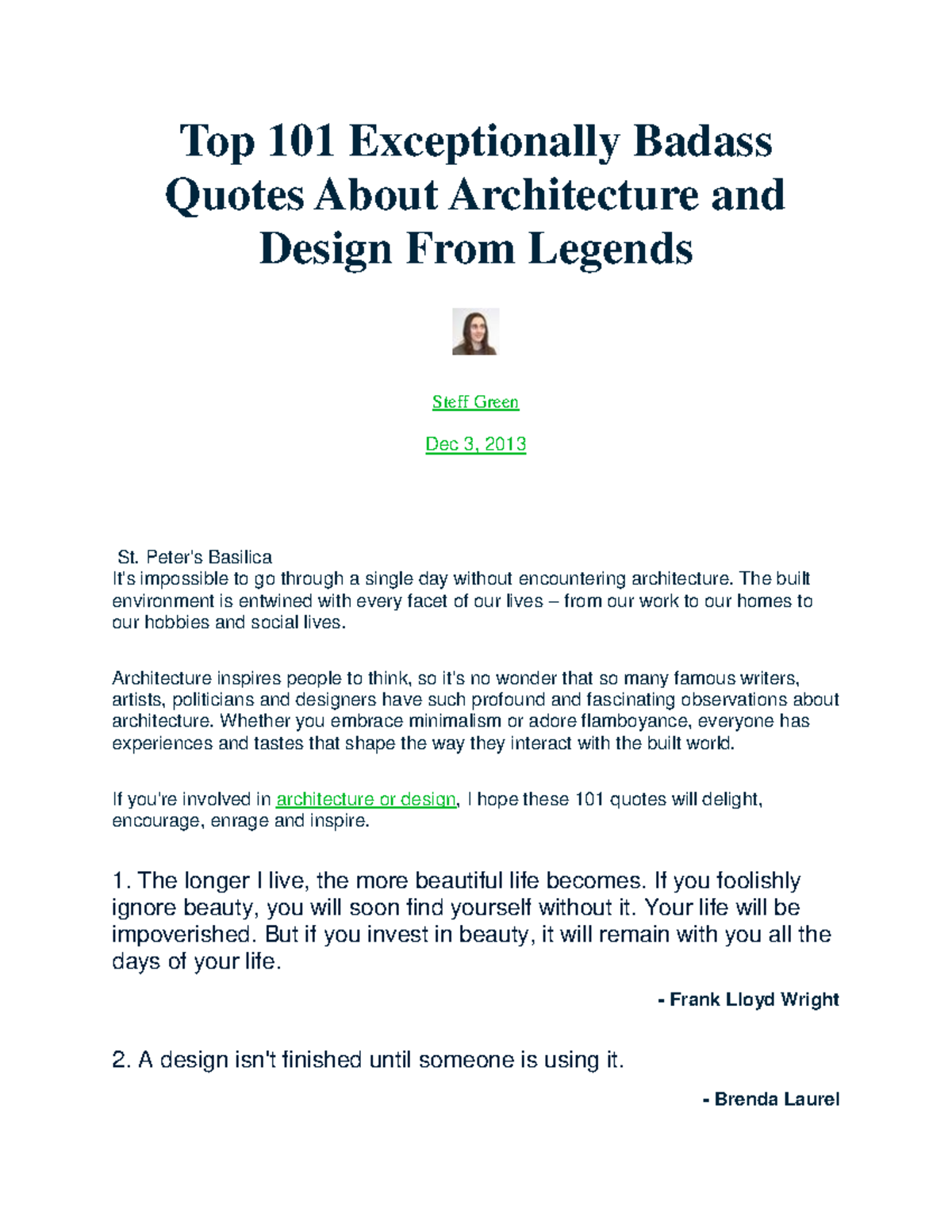 Dictums LIST - Top 101 Exceptionally Badass Quotes About Architecture ...