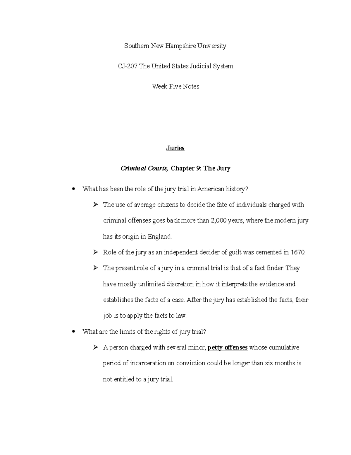 CJ 207 Module Five Notes - Southern New Hampshire University CJ-207 The ...