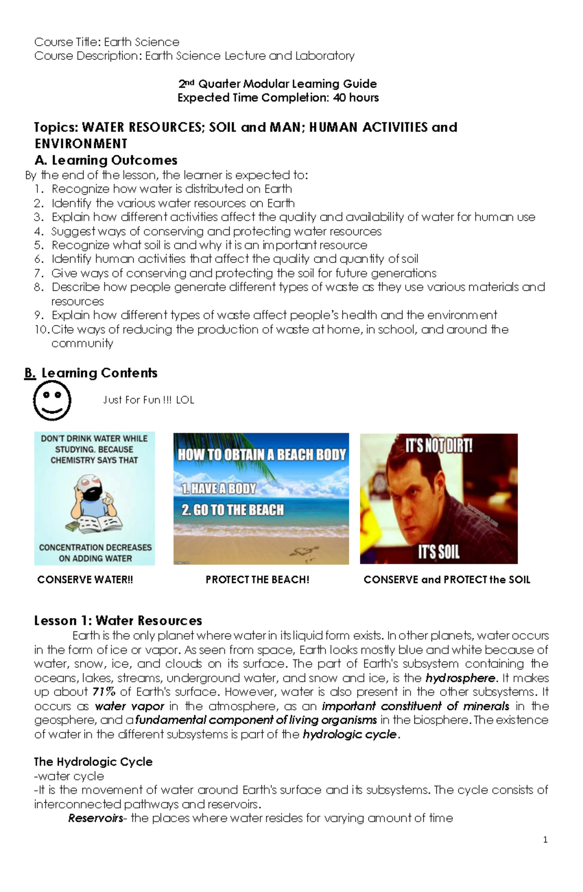 Earth Science MLG ( Second Quarter) - Course Title: Earth Science ...