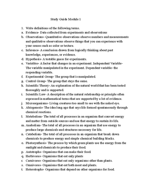Study Guide 3 - This is from Module 3 of Exploring Creation with ...