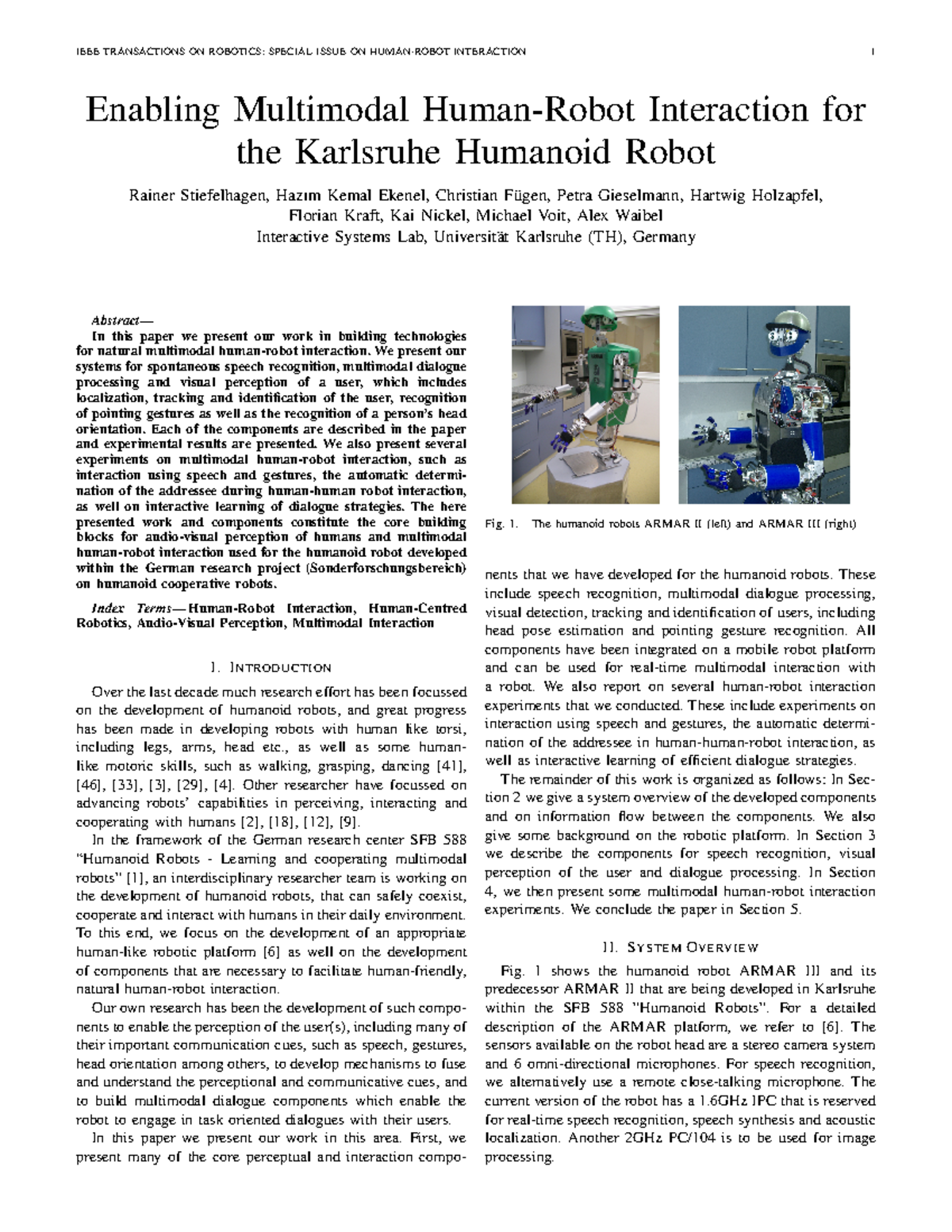 Enabling Multimodal Human Robot Interact Enabling Multimodal Human Robot Interaction For The