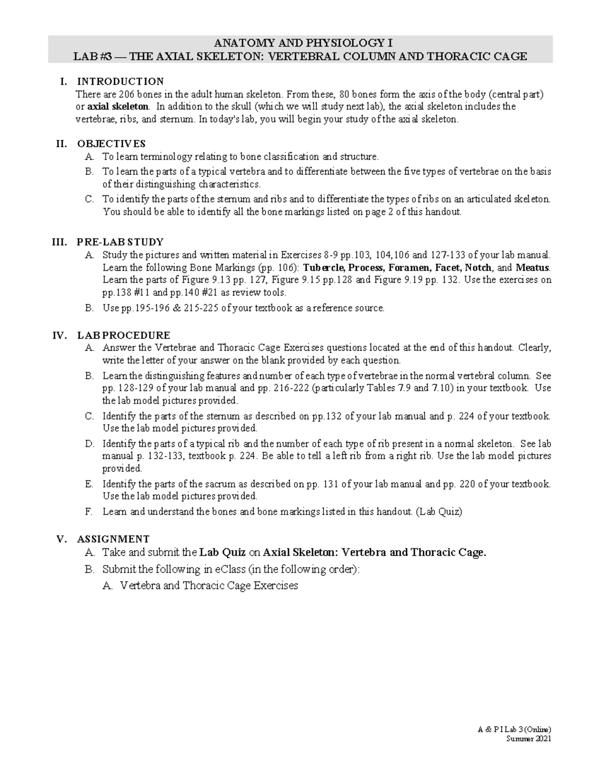 Lab 11 - Complete lab with lab assignments. - A & P I Lab 3 (Online ...