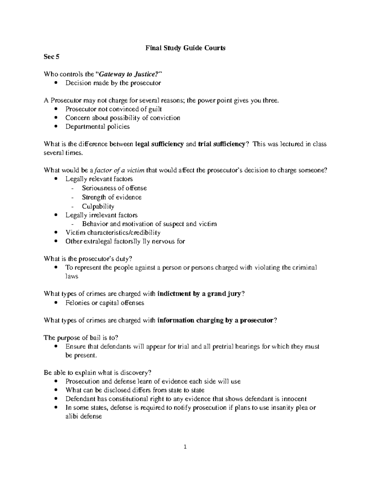 Study Guide Final Courts Spring 2016 - Final Study Guide Courts Sec 5 ...