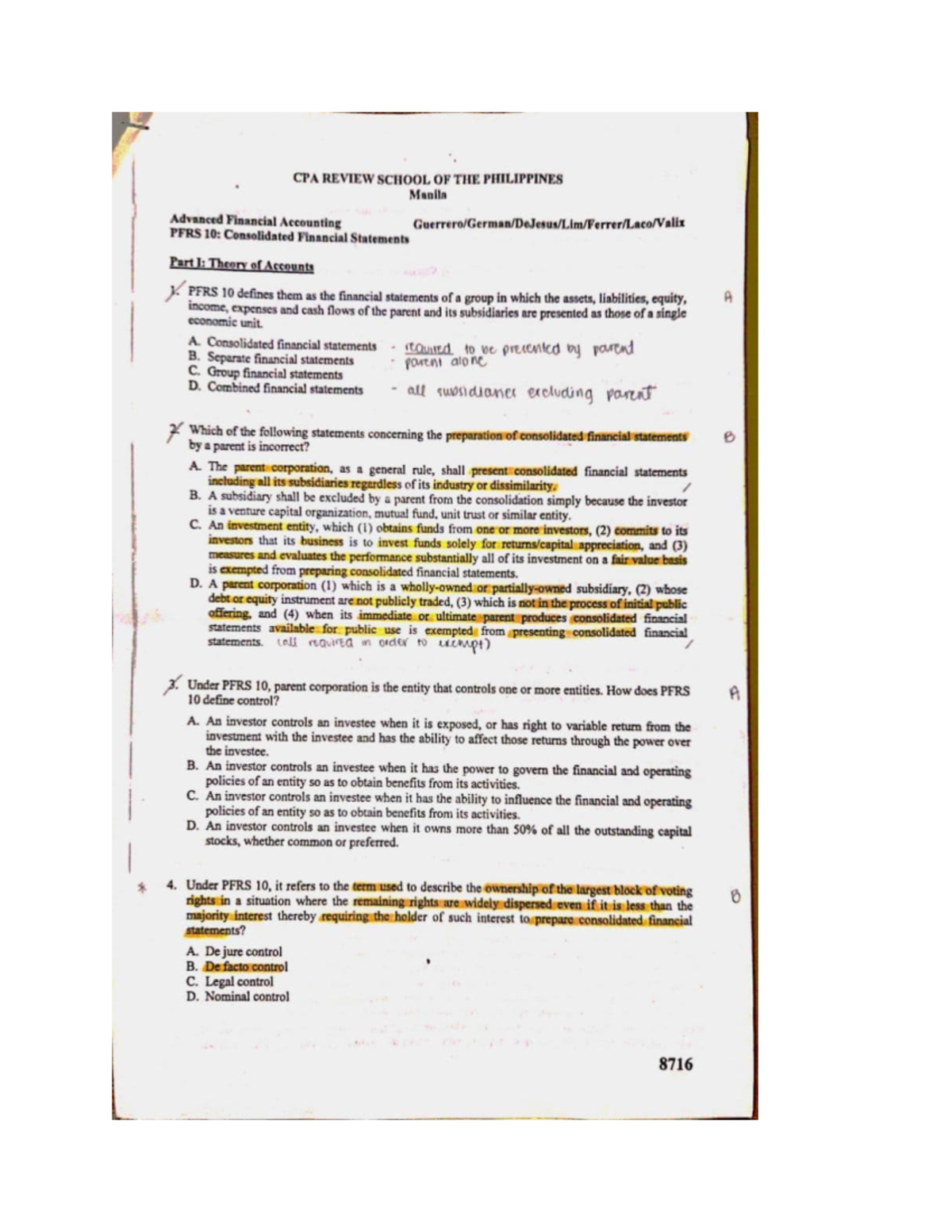 CPAR Consolidated FS - Accountancy - Studocu