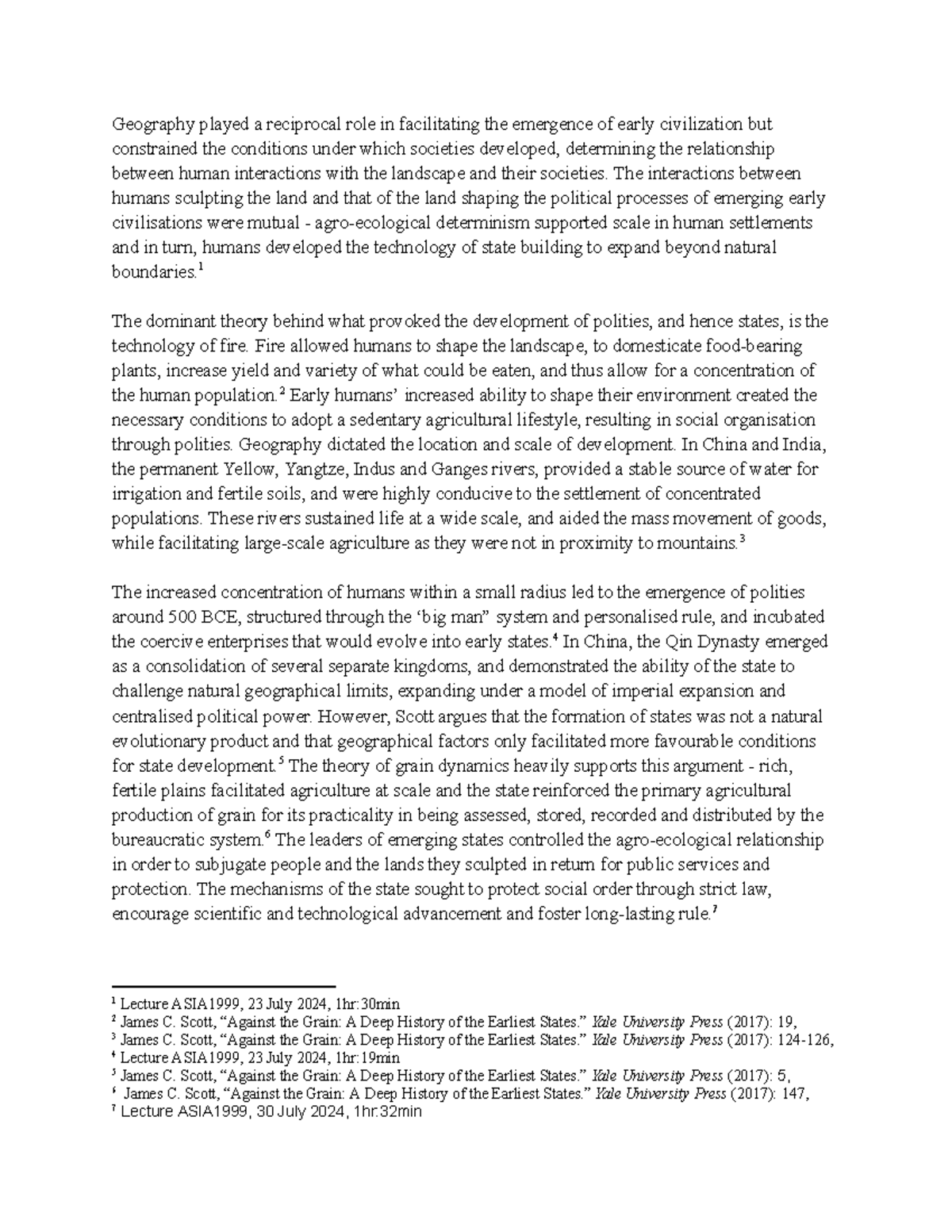 ASIA1999 Diagnostic Essay - Geography played a reciprocal role in ...