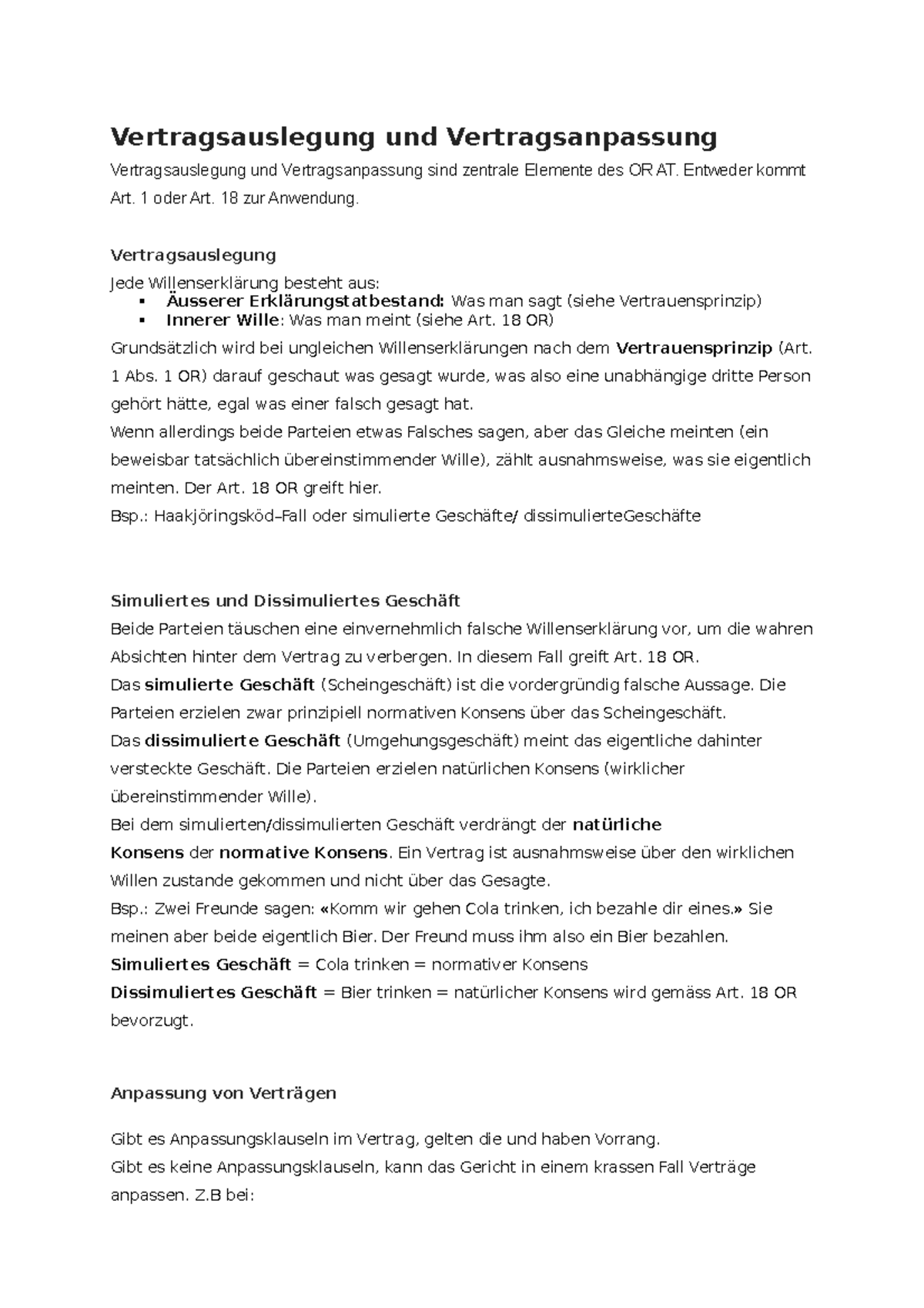5. Vertragsauslegung und Vertragsanpassung - Vertragsauslegung und ...