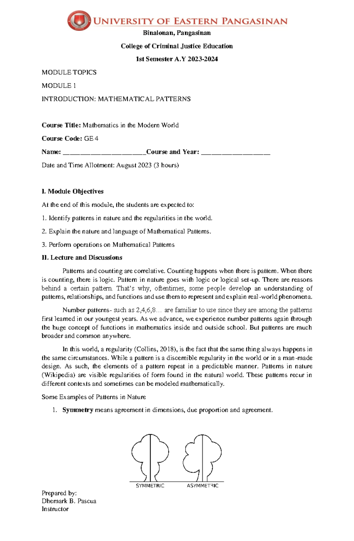 Module 2 Mathematics in the Modern World Plane Trigonometry 1 ...
