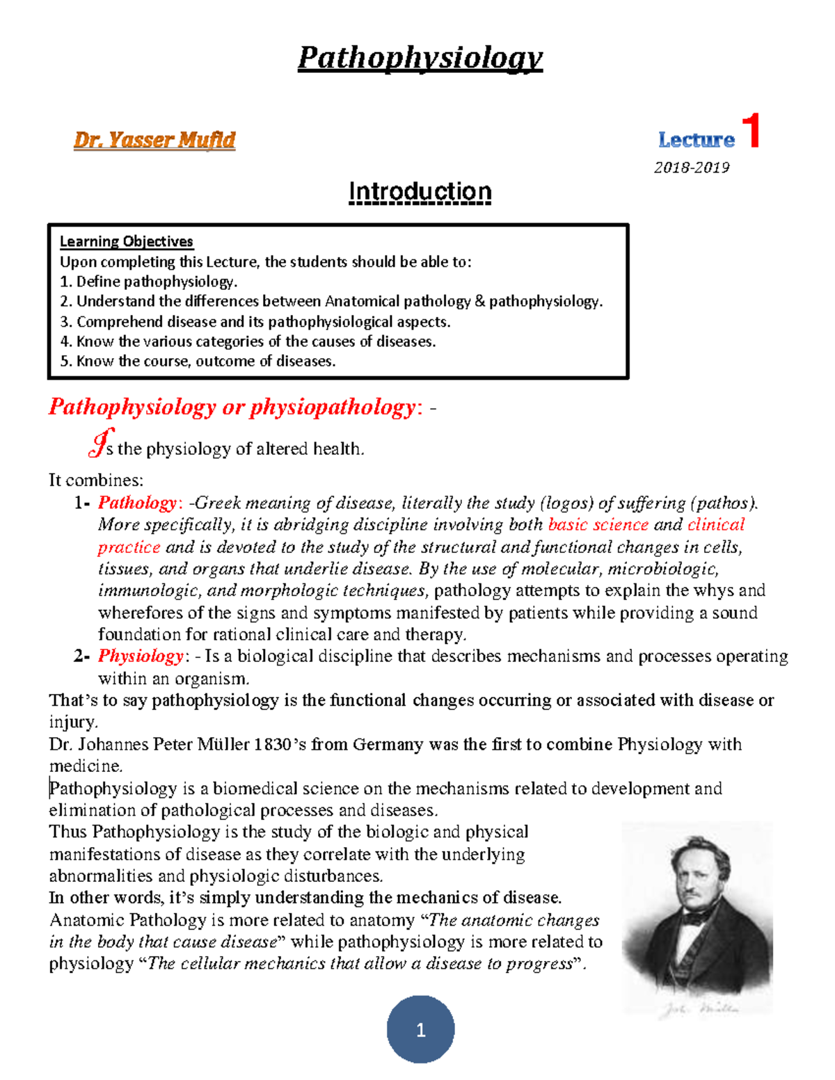 Pathophysiology Introduction - Pathophysiology 1 2018- Introduction Pathophysiology or - Studocu
