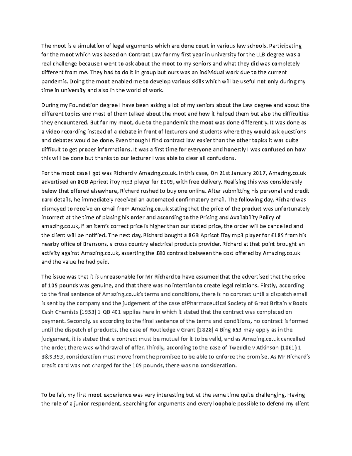 LM 5- A - mooting - The moot is a simulation of legal arguments which ...