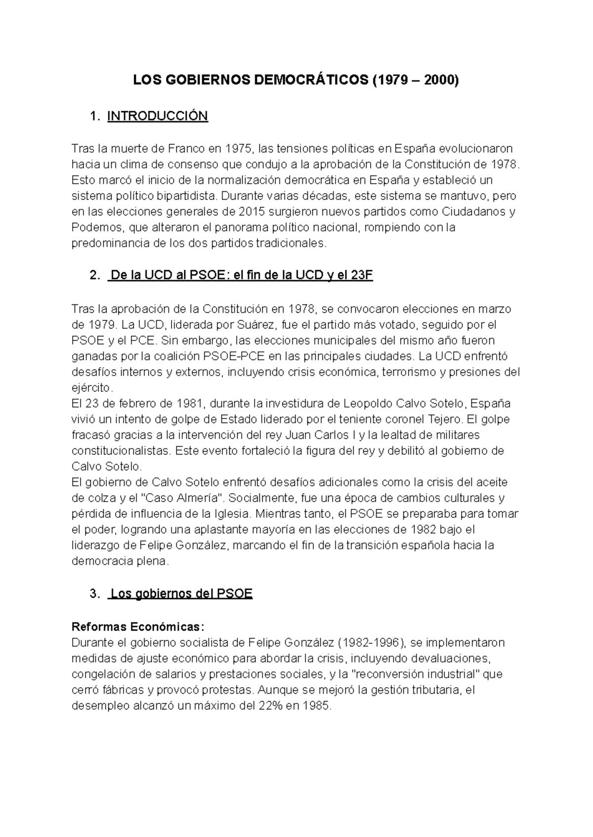 LOS Gobiernos Democráticos (1979 – 2000 ) - LOS GOBIERNOS DEMOCRÁTICOS ...