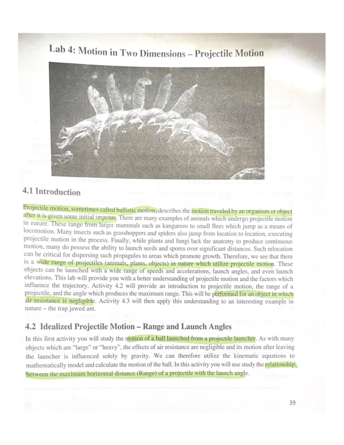 Lab 4: Motion in two dimentions -projectile motion - Lab 4: Motion in ...