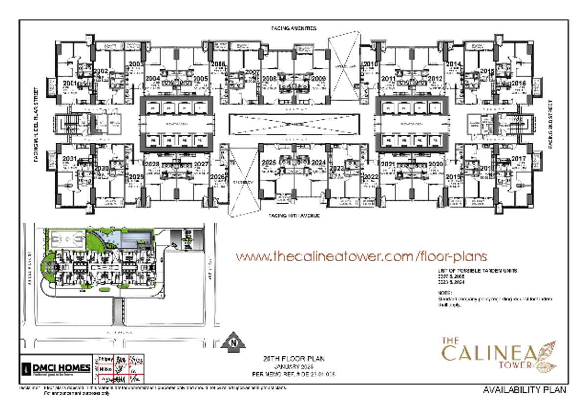 The calinea tower 20th floor plan - FACING AMENITIES BALCONY BALCONY ...