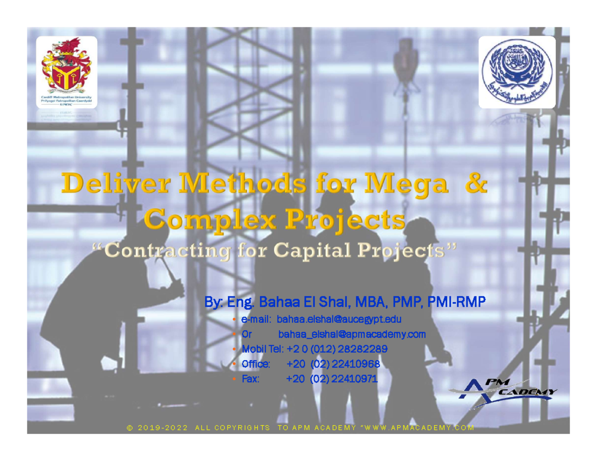 Handouts Part IV - Project Delivery Methods for Mega Projects - 1 By ...