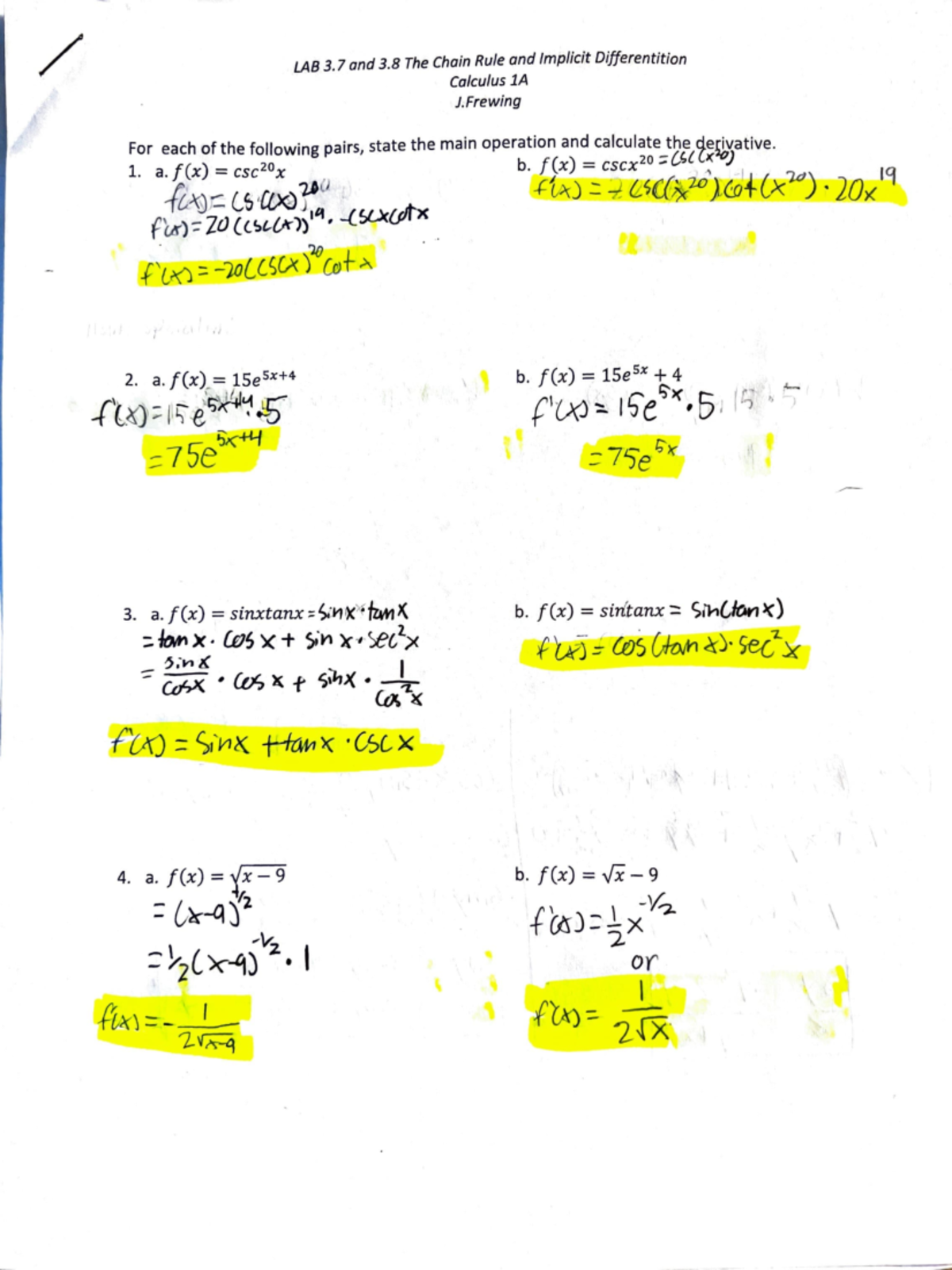 MAT-1A - week 6 lab - / LAB 3. 7 and 3 The Chain Rule and Implicit ...