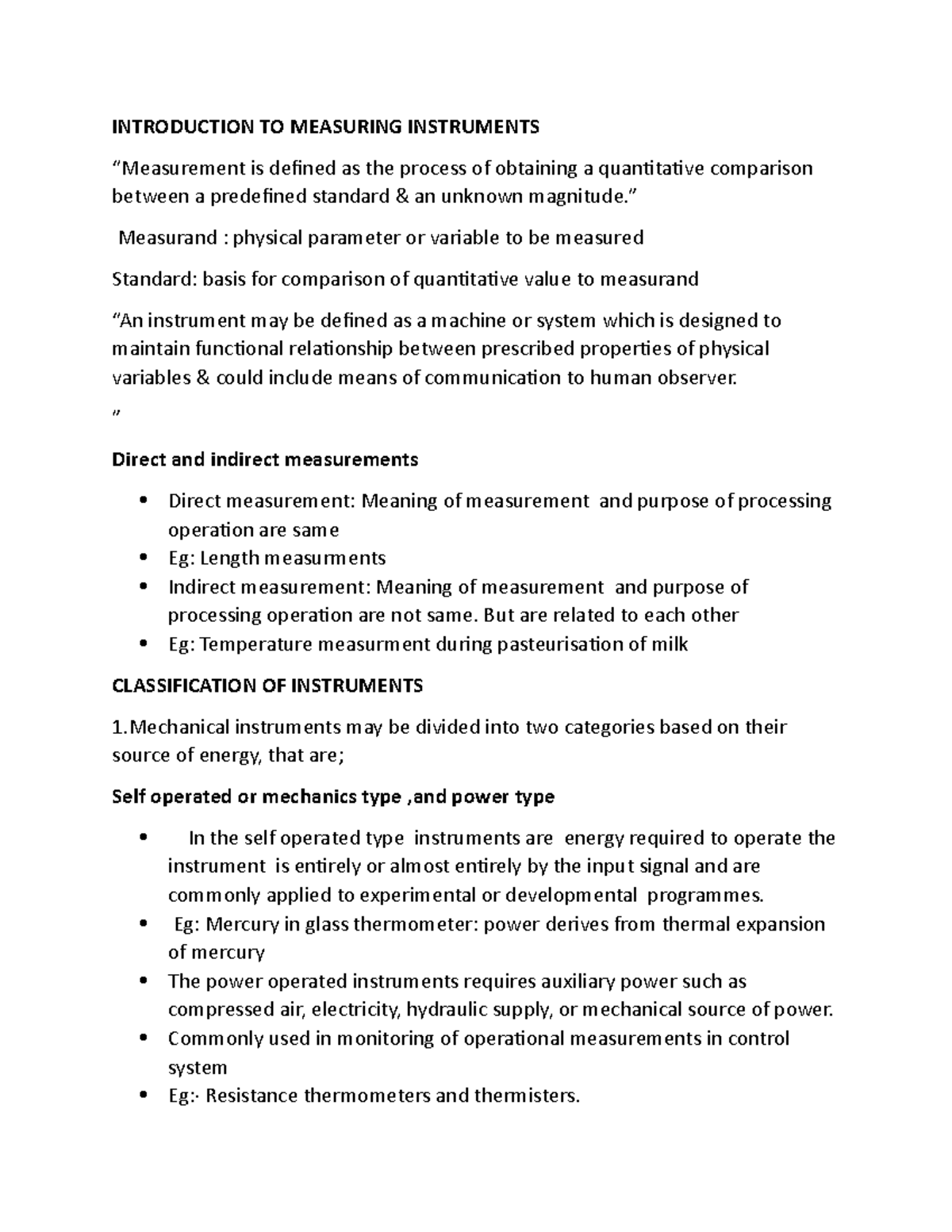 Classification of instruments - INTRODUCTION TO MEASURING INSTRUMENTS ...