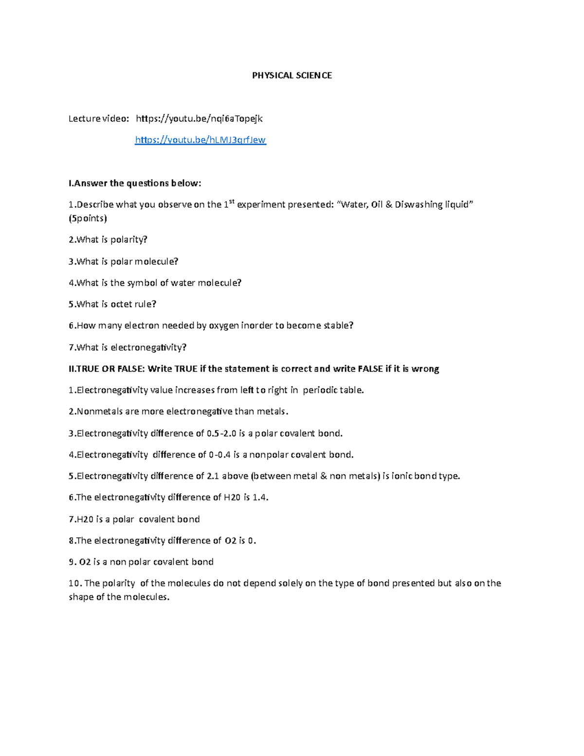 Week 2 activity Physical Science - PHYSICAL SCIENCE Lecture video ...