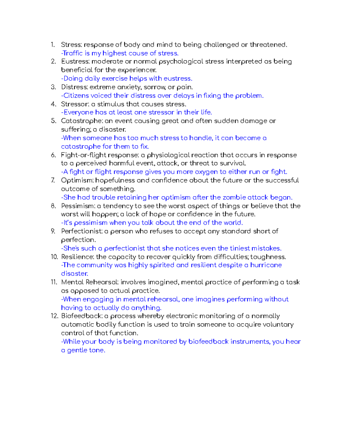 Personal Health Chapter 3 Vocabulary - Stress: response of body and ...