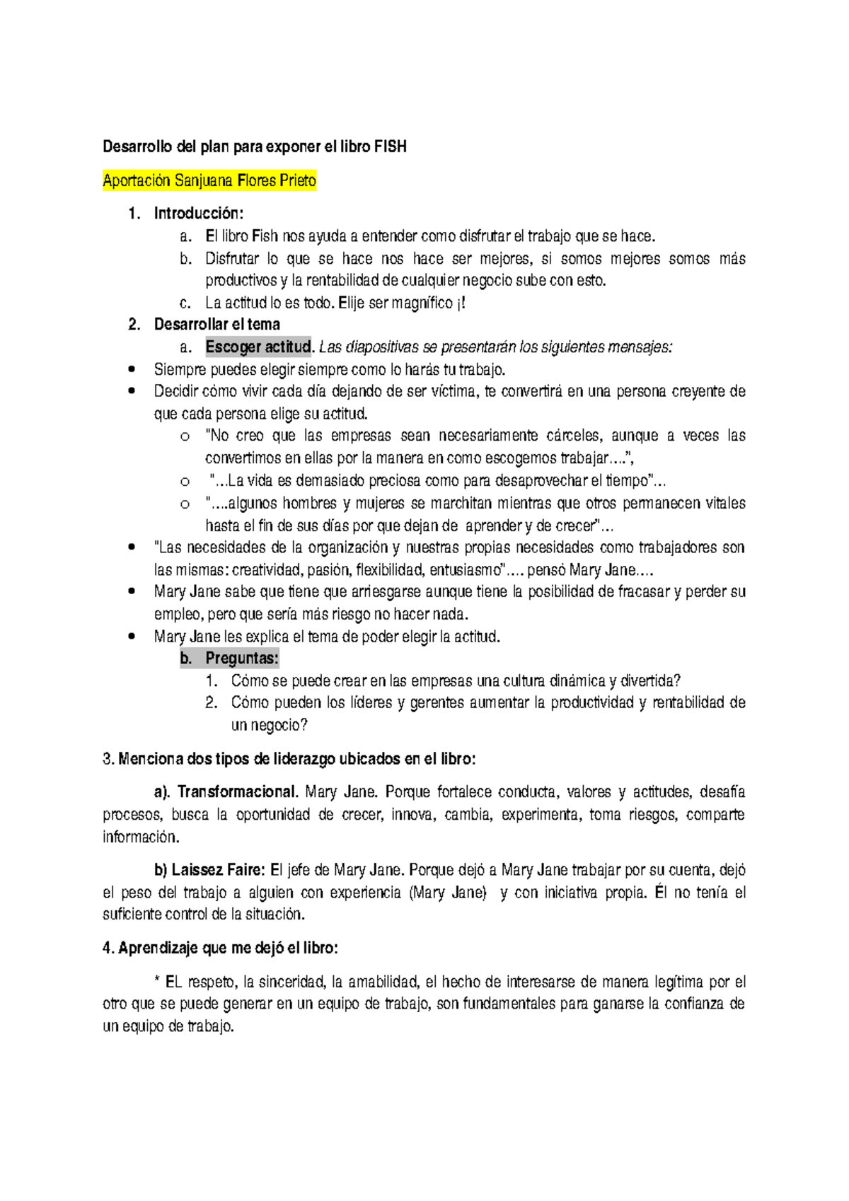 Resumen del Libro fish. Es un gran libro, muy fácil de leer ...