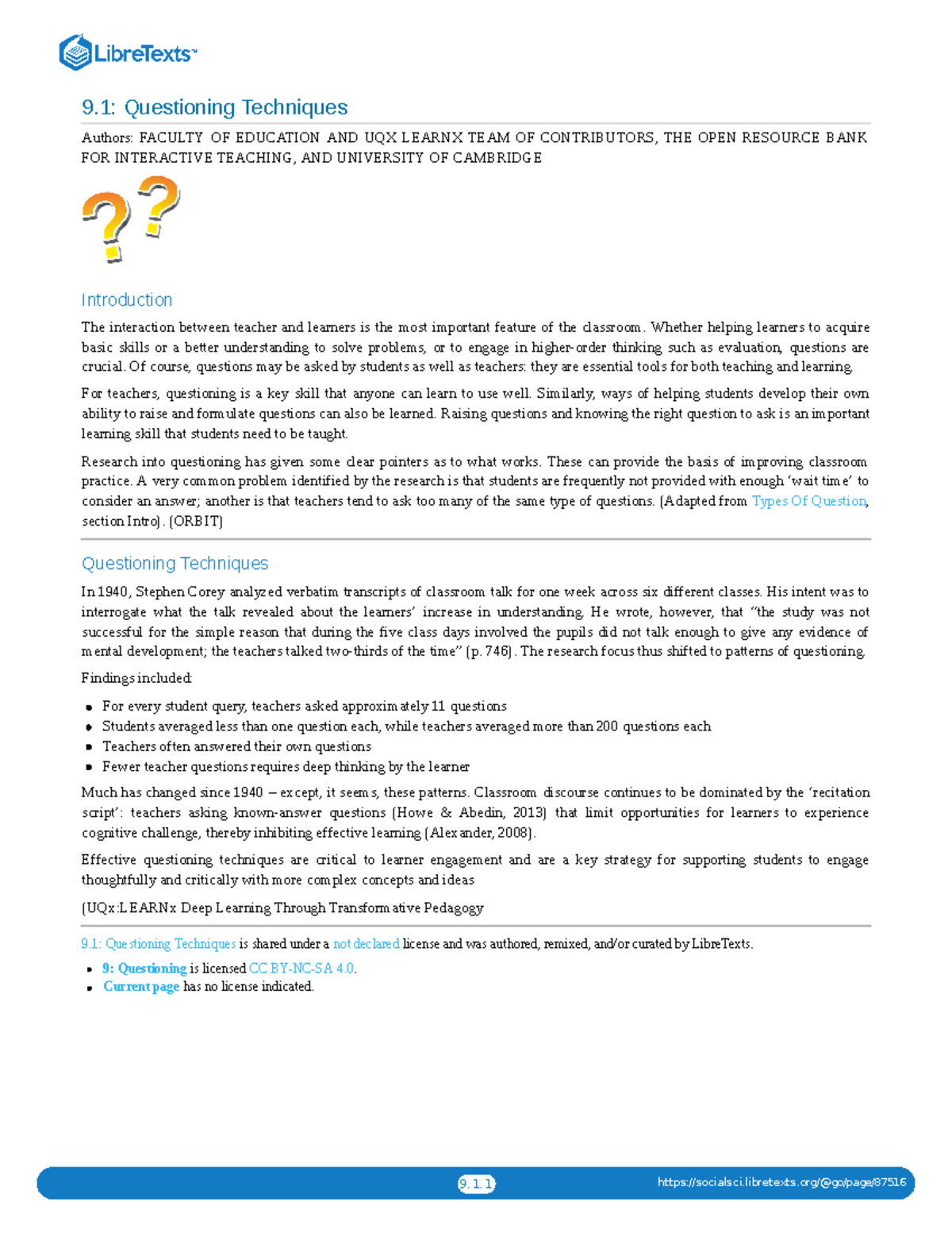 Questioning Techniques - 9.1 socialsci.libretexts/@go/page/ 9 ...