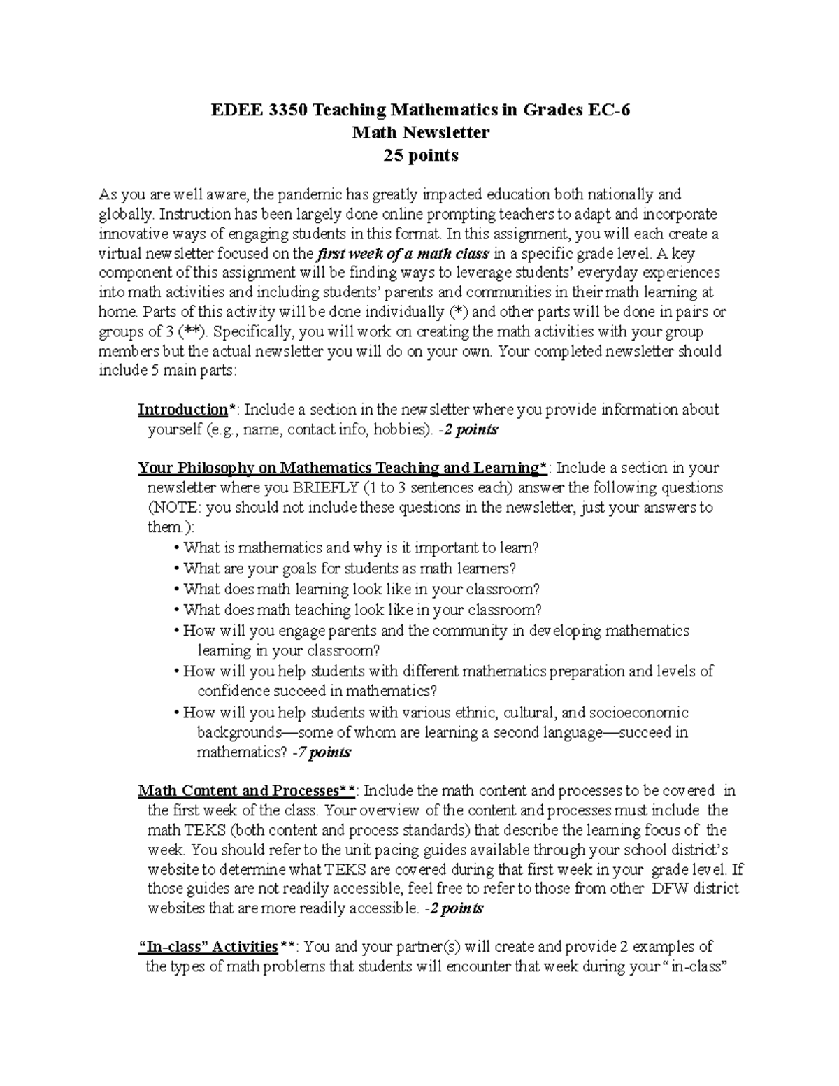 EDEE 3350.002 Math Newsletter- Fall 2021 - EDEE 3350 Teaching ...