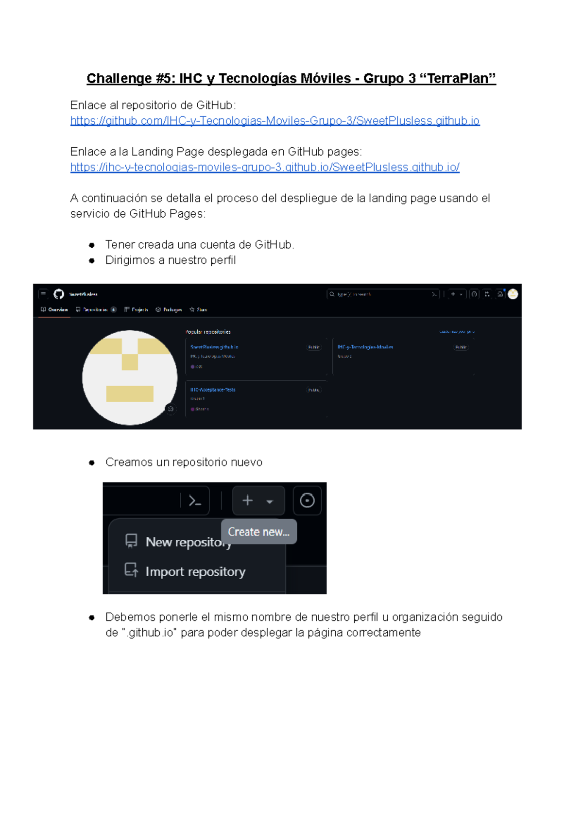 Challenge #5 - Grupo 3 - Challenge #5: IHC y Tecnologías Móviles - Grupo 3 “TerraPlan” Enlace al ...