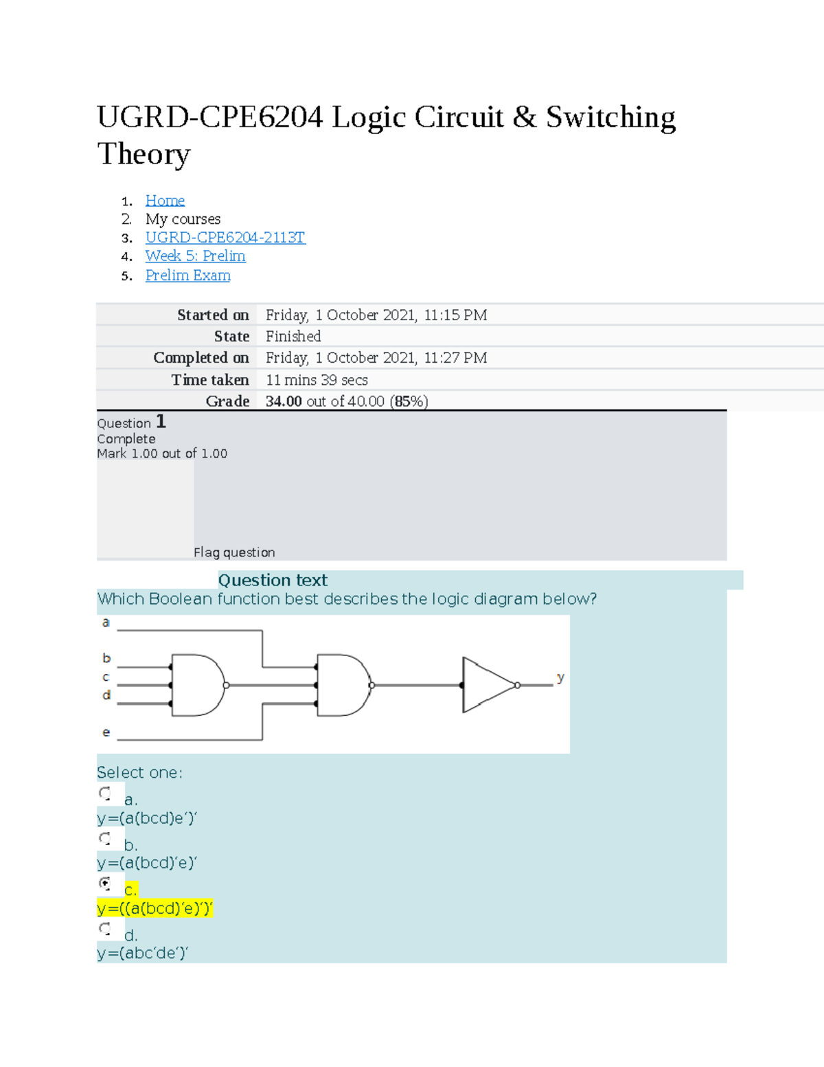 Logic Circuit and Design Prelim 1 to Final - UGRD-CPE6204 Logic Circuit & Switching Theory Home ...