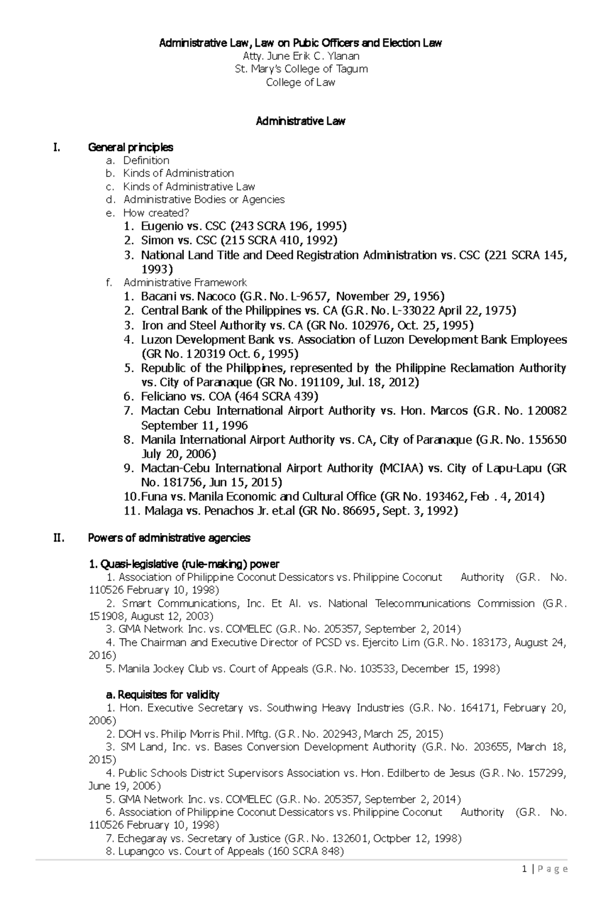 Syllabus-Adminstrative-Law - Administrative Law, Law on Pubic Officers ...