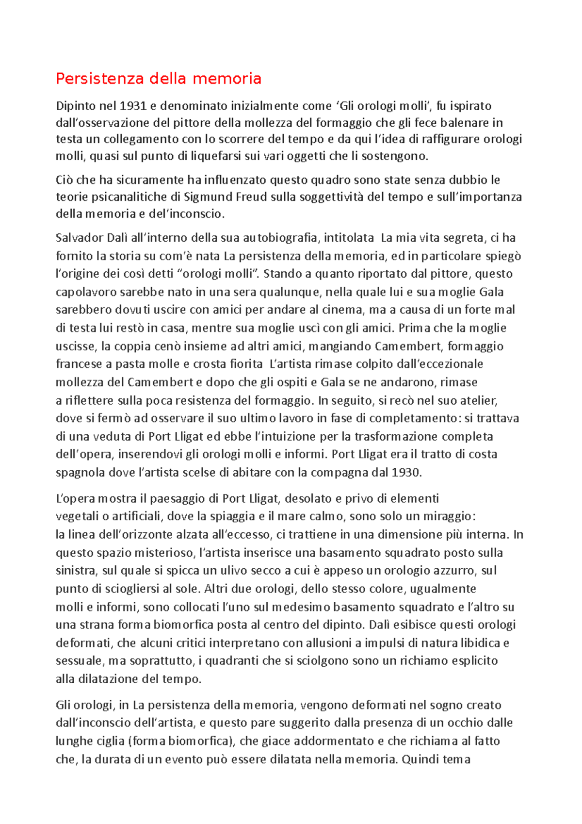 Persistenza della memoria - Persistenza della memoria Dipinto nel 1931 ...