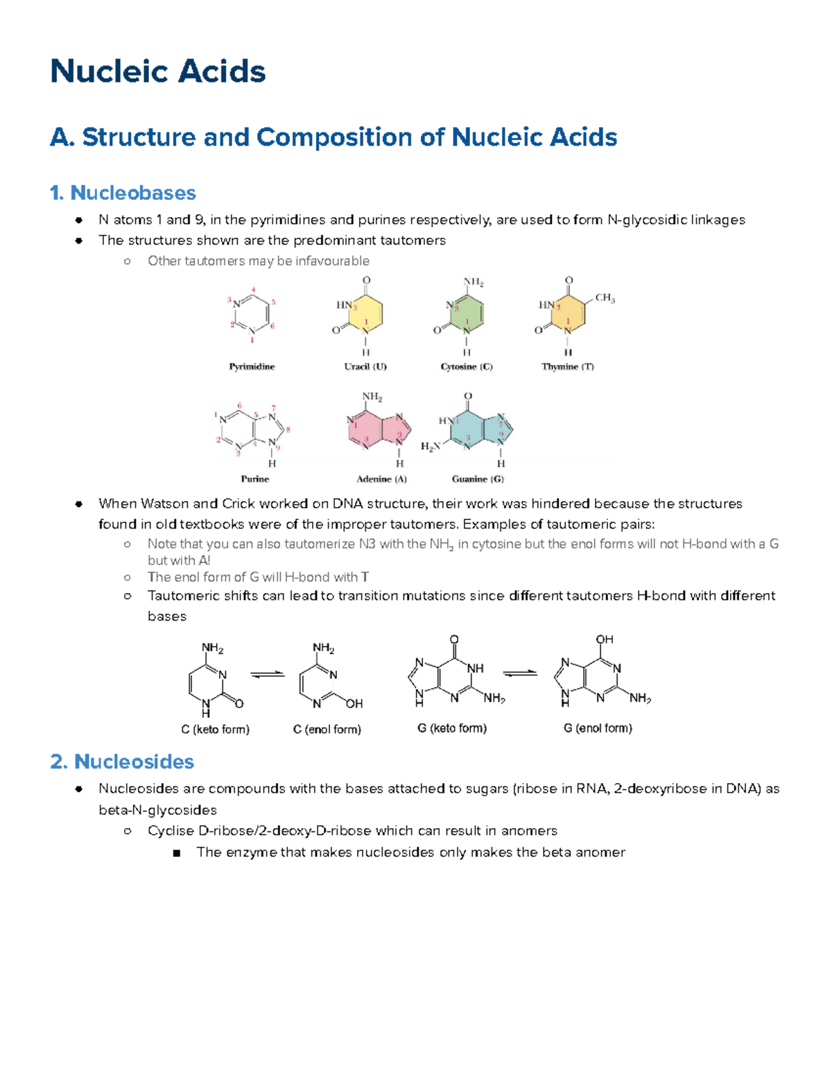 T6 Nucleic Acids - Nucleic Acids A. Structure and Composition of ...