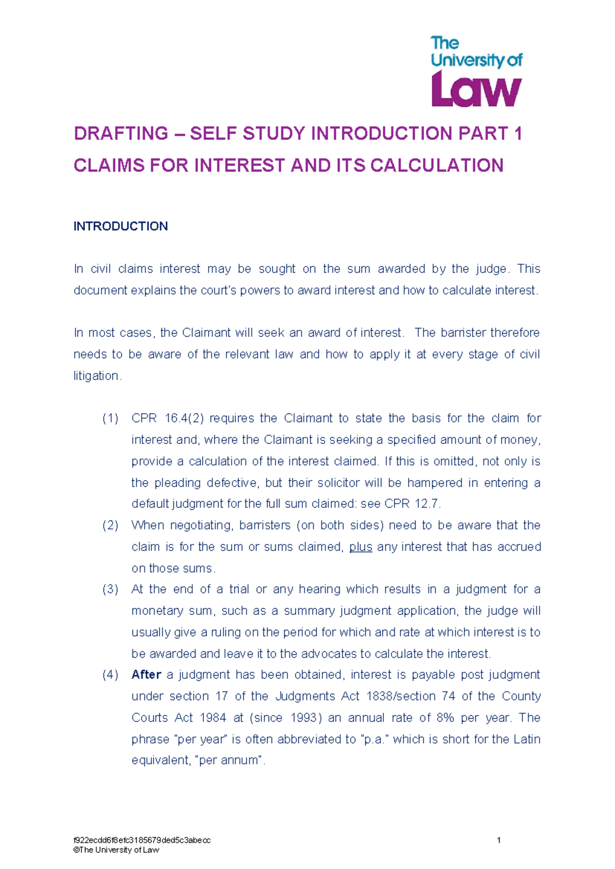 2425 dr unit01 ce01 claims for interest and its calculation - DRAFTING – SELF STUDY INTRODUCTION ...