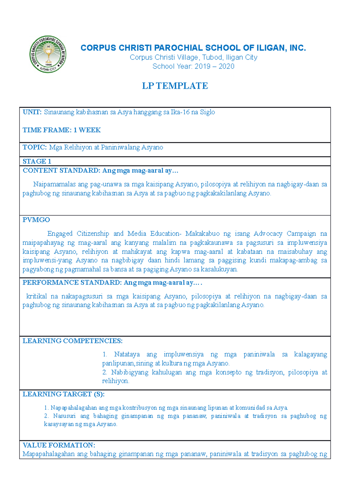 LP Lesson Aralin-8 - it is used as lecture guide for teachers - CORPUS ...