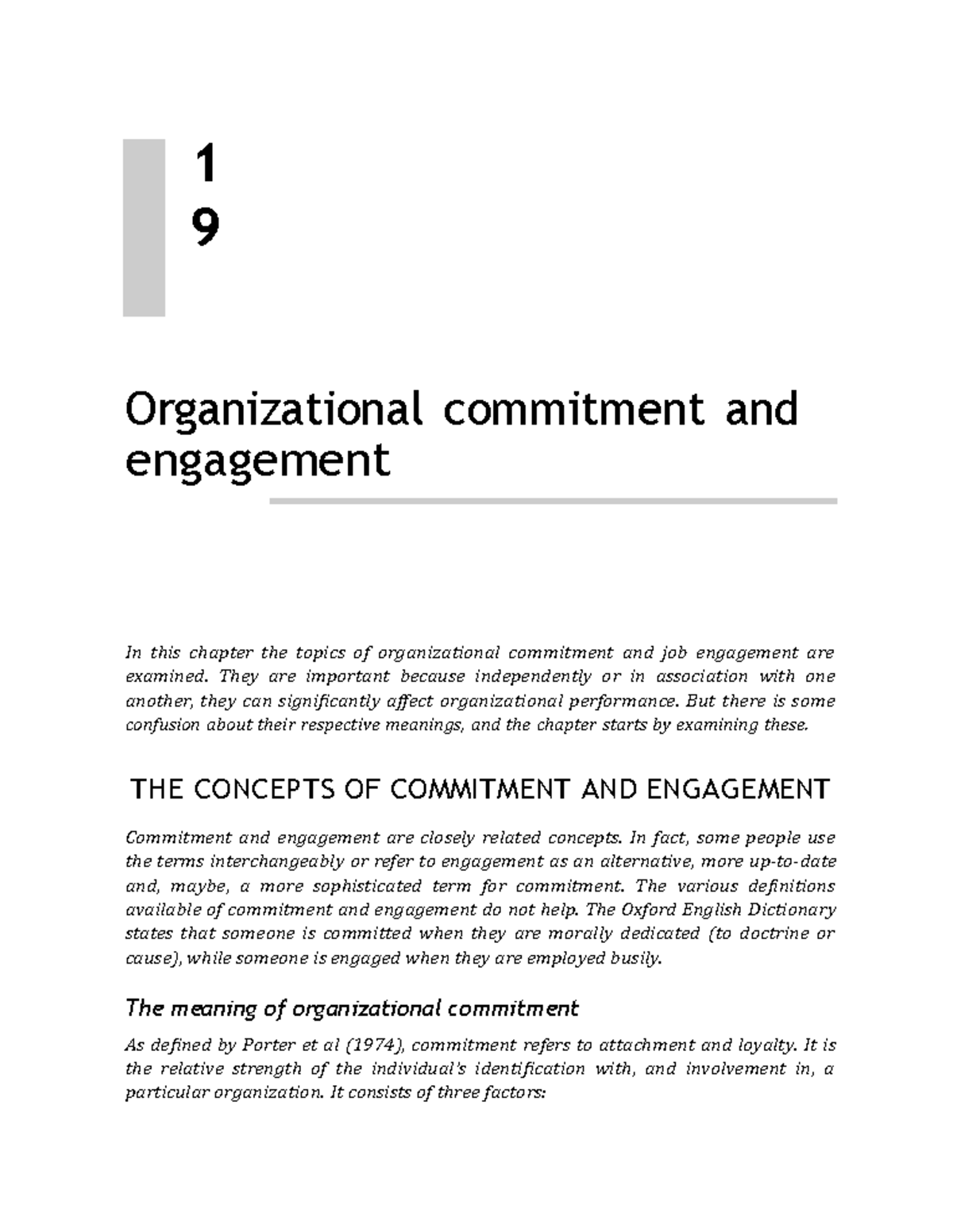 Organizational commitment and engagement - 1 9 Organizational ...