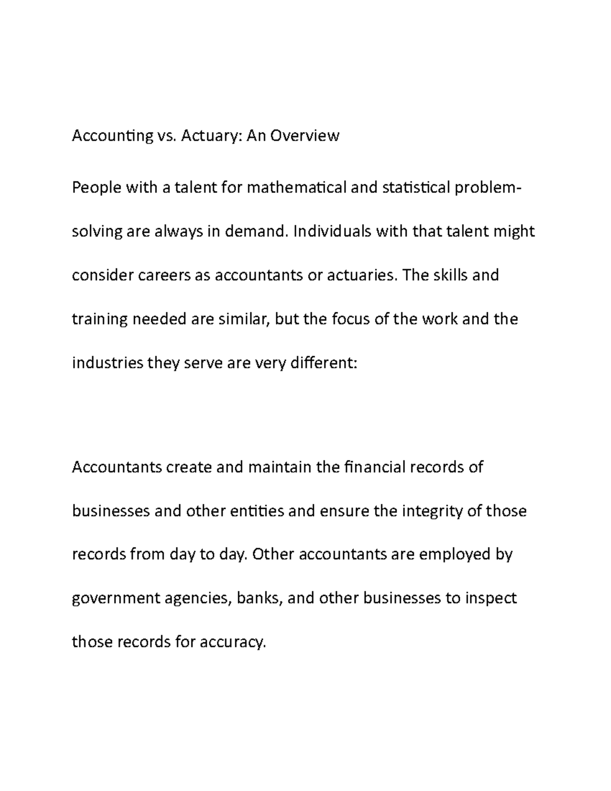 Accountant actuary financial advisor - Accounting vs. Actuary: An ...