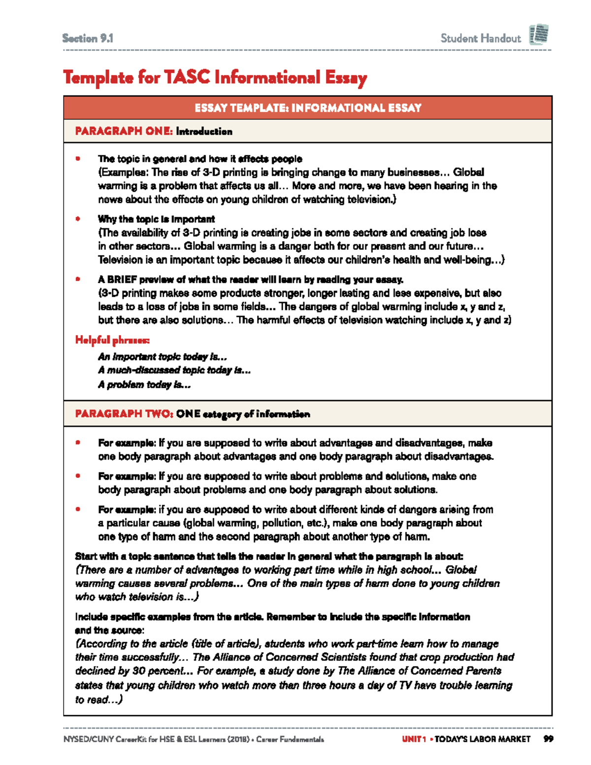 Informational essay template - PSYCH 105 - Studocu
