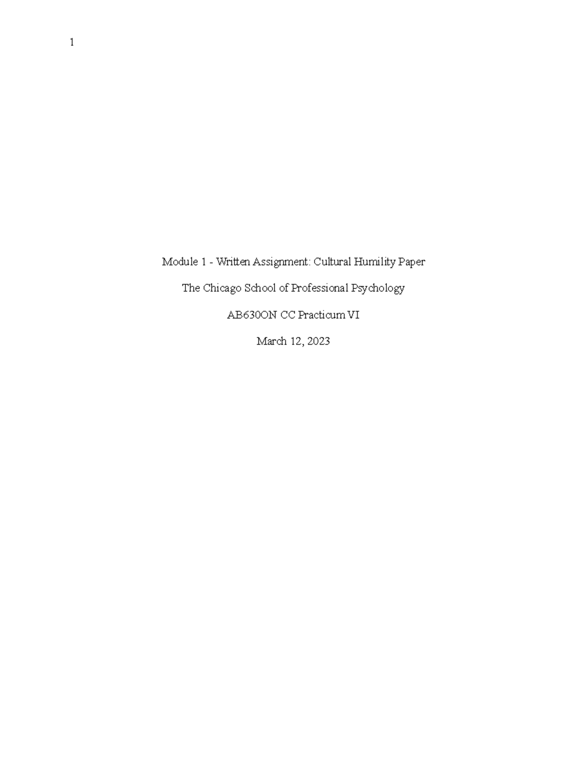 Cultural Humility - Write a minimum of a 2-page, double-spaced ...
