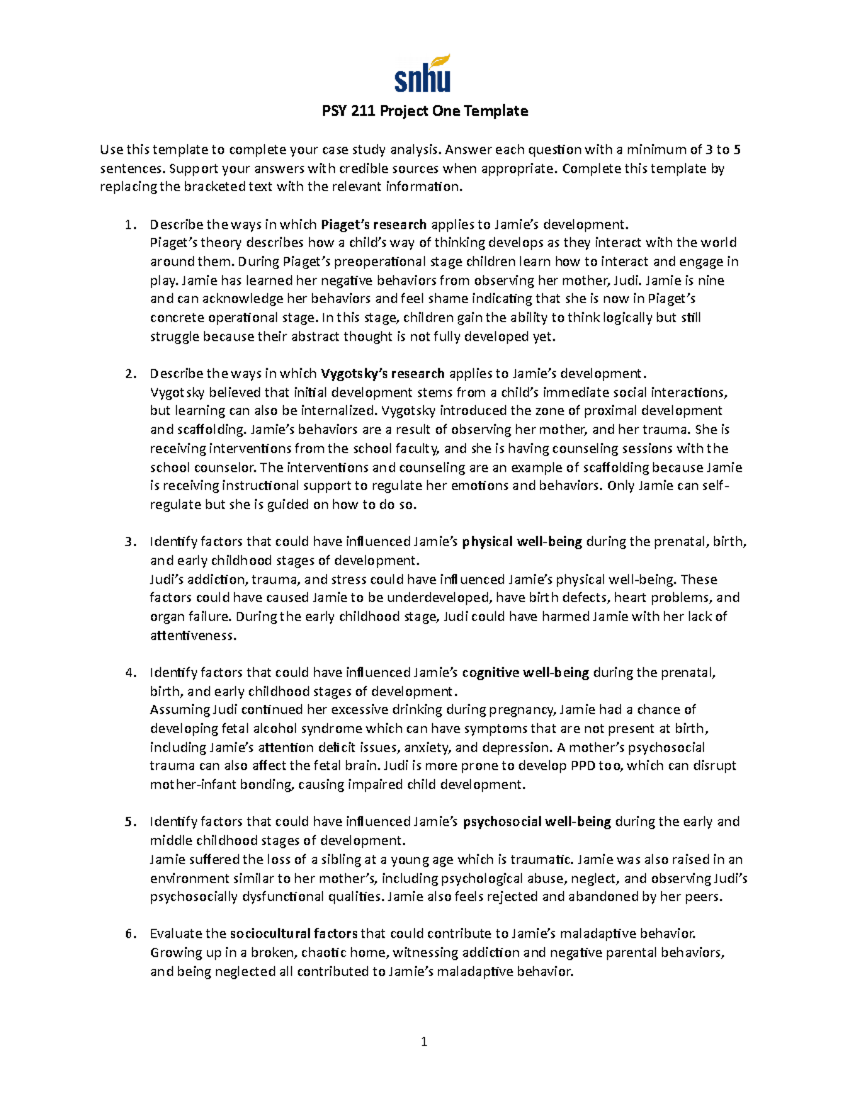 PSY 211 Project One Template Dellinger - PSY 211 Project One Template ...