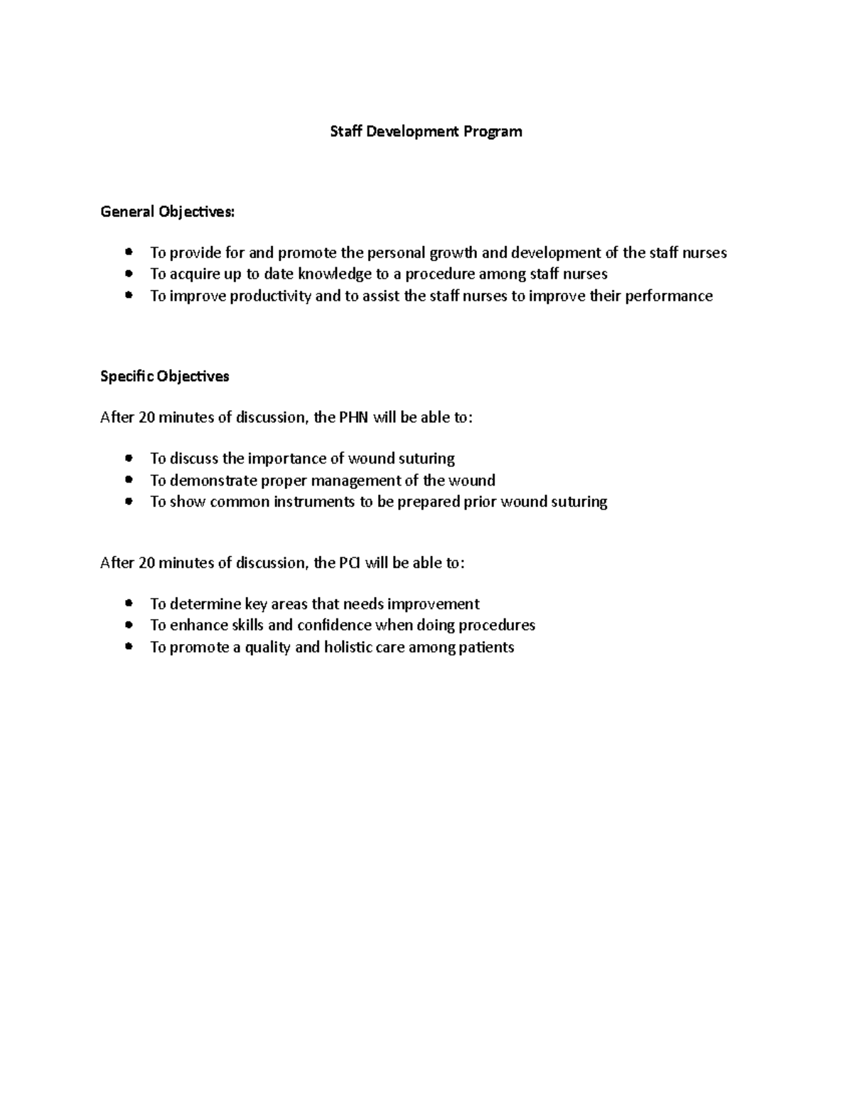 Staff Development Program PHN - Staff Development Program General ...