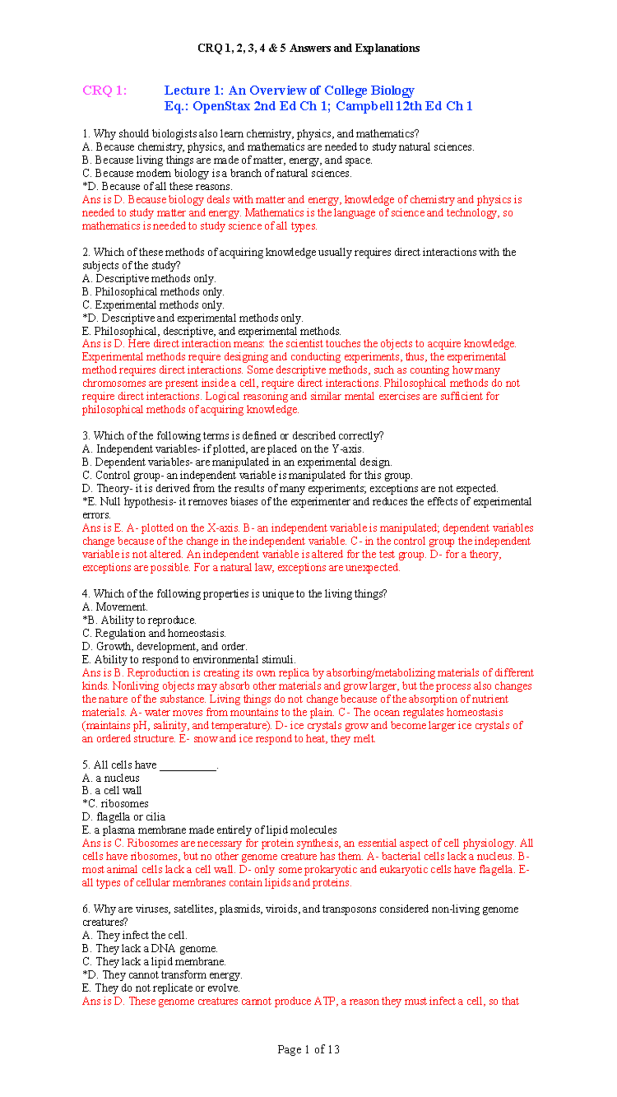 MCIs for CRQs 1-5 Anaswered & Explained - CRQ 1: Lecture 1: An Overview ...