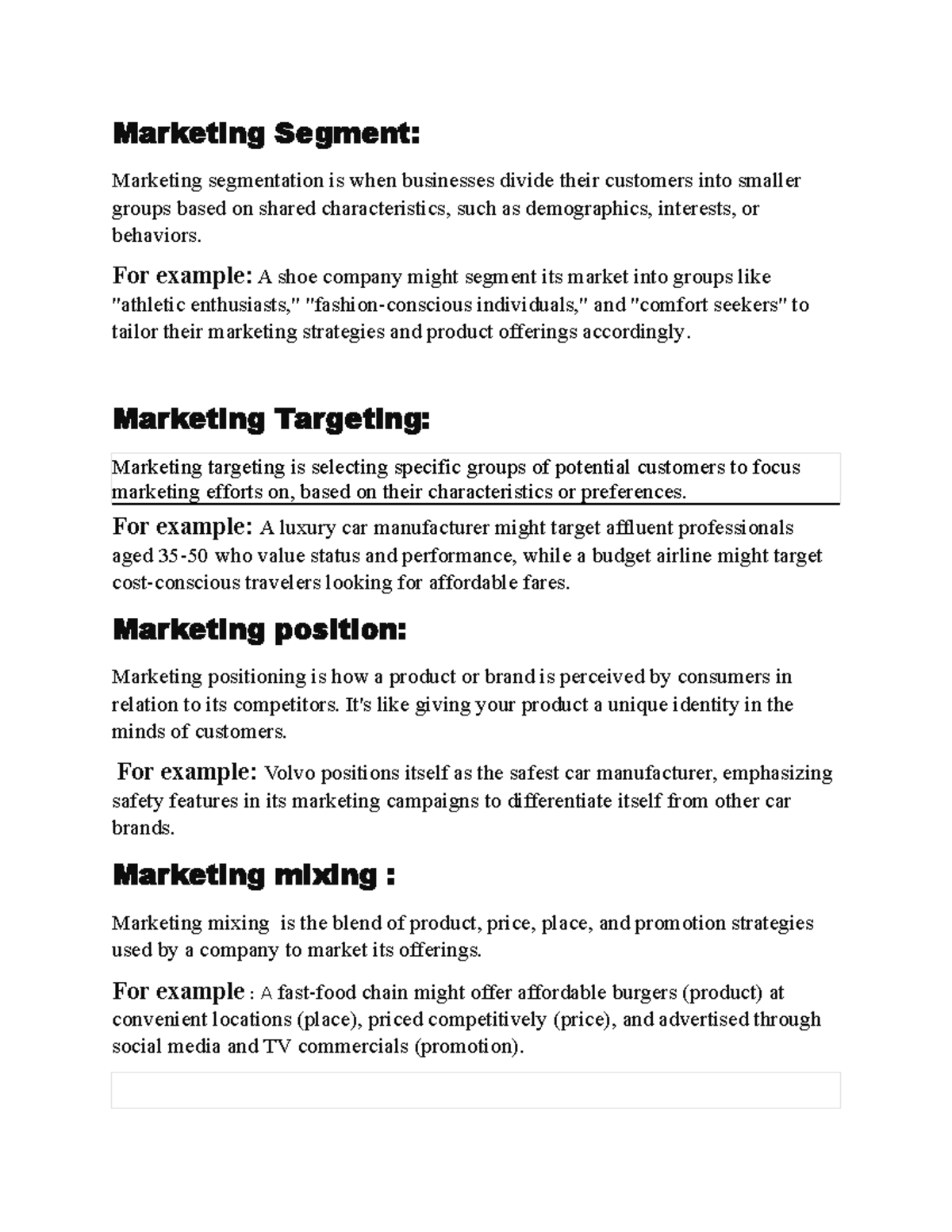 Marketing assignment 002 - Marketing Segment: Marketing segmentation is ...