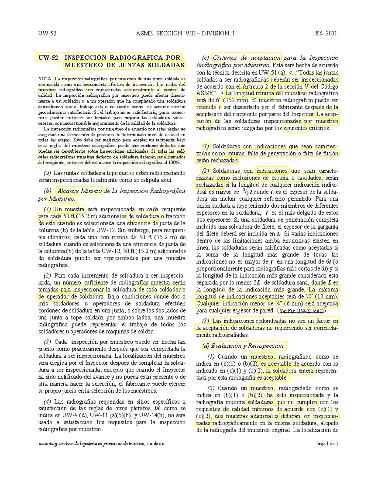 2.3-ASME- UW-52 2001 - normas de referencia para diseño y fabricación ...