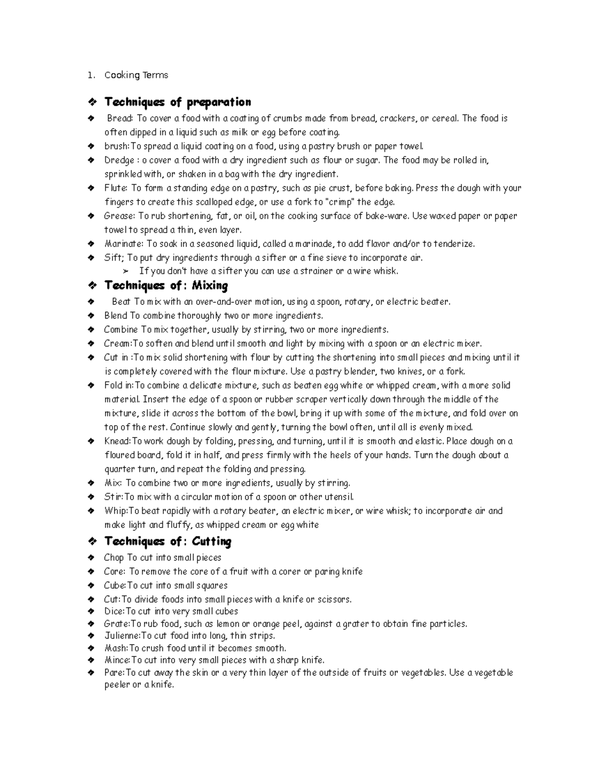 Cooking Terms - Cooking Terms Techniques of preparation Bread: To cover ...