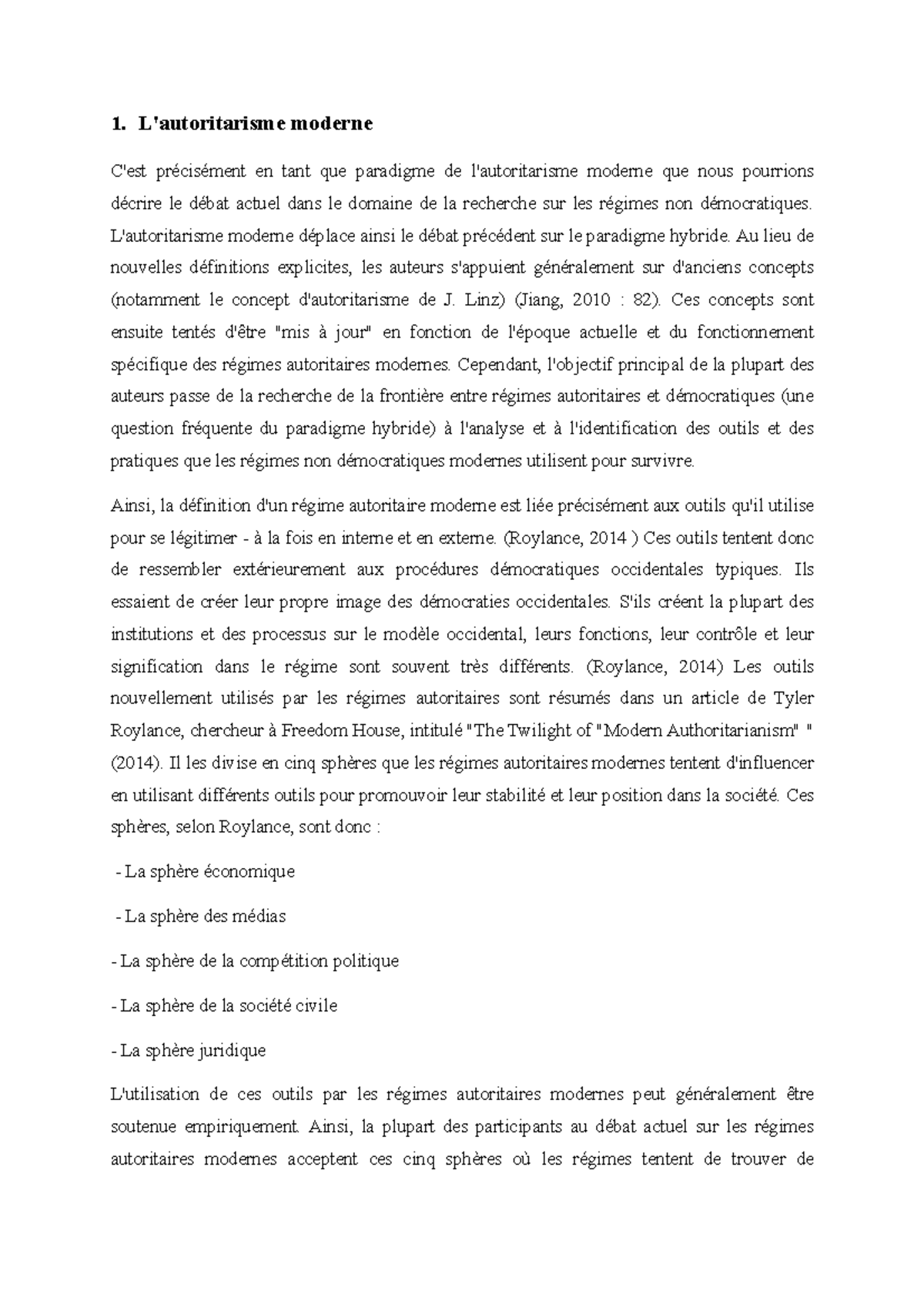 Le concept de l'autoritarisme moderne - 1. L'autoritarisme moderne C ...