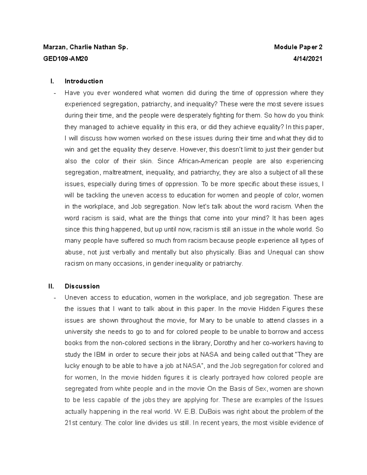 Module Paper 2 GED109 AM20 Marzan Charlie - Marzan, Charlie Nathan Sp ...