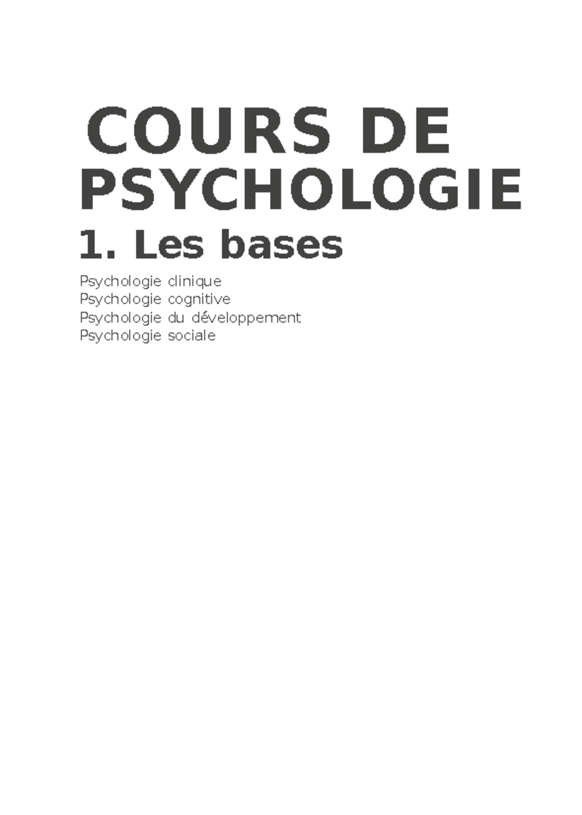 Histoire de la psychologie (PSY4000) - COURS DE PSYCHOLOGIE 1. Les ...