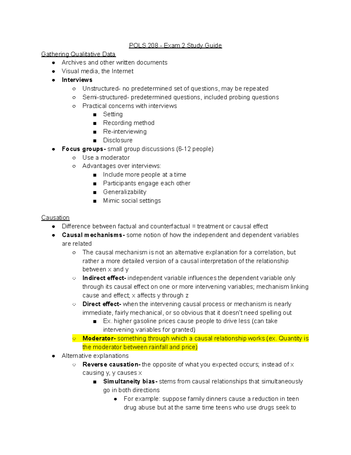 POLS 208 Exam 2 Study Guide - POLS 208 - Exam 2 Study Guide Gathering ...