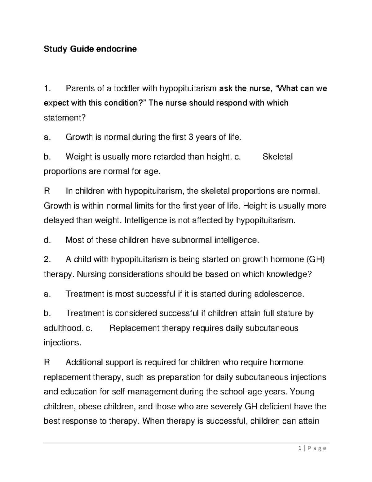 Study Guide endocrine - Study Guide endocrine Parents of a toddler with ...