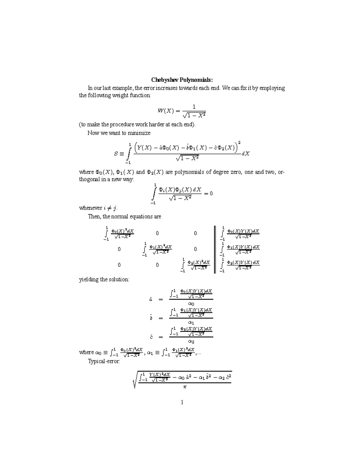 LS fit with weights (Chebyshev polynomials) - Chebyshev Polynomials: In ...