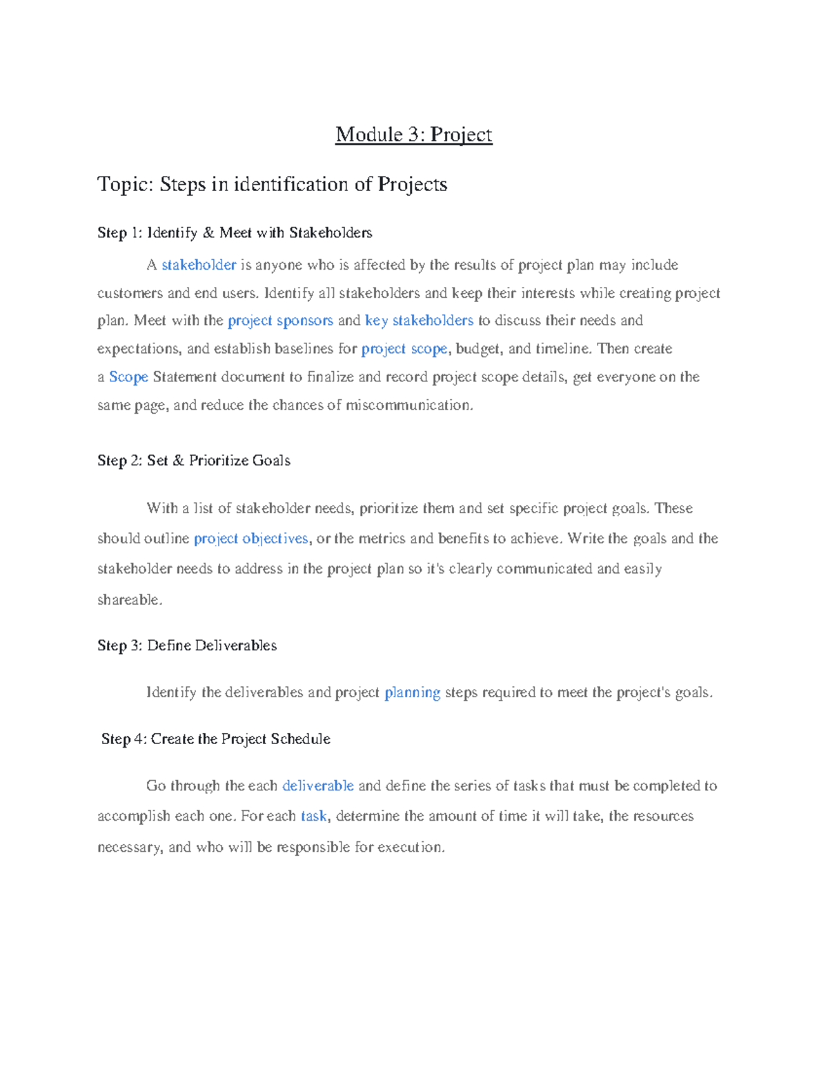 Steps IN Identification OF Projects - Module 3: Project Topic: Steps in ...